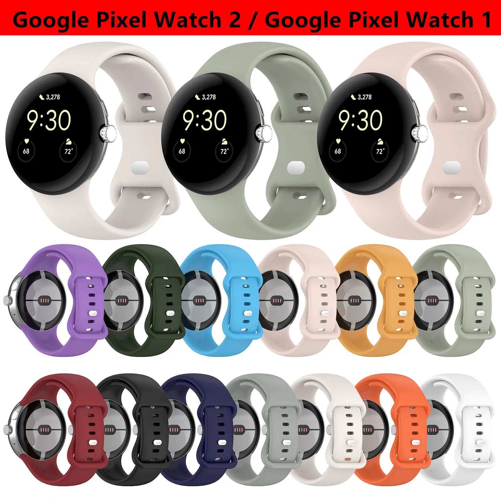 Silicone-strap-For-Google-Pixel-Watch-Band-Accessories-Sport-Smartwatch ...