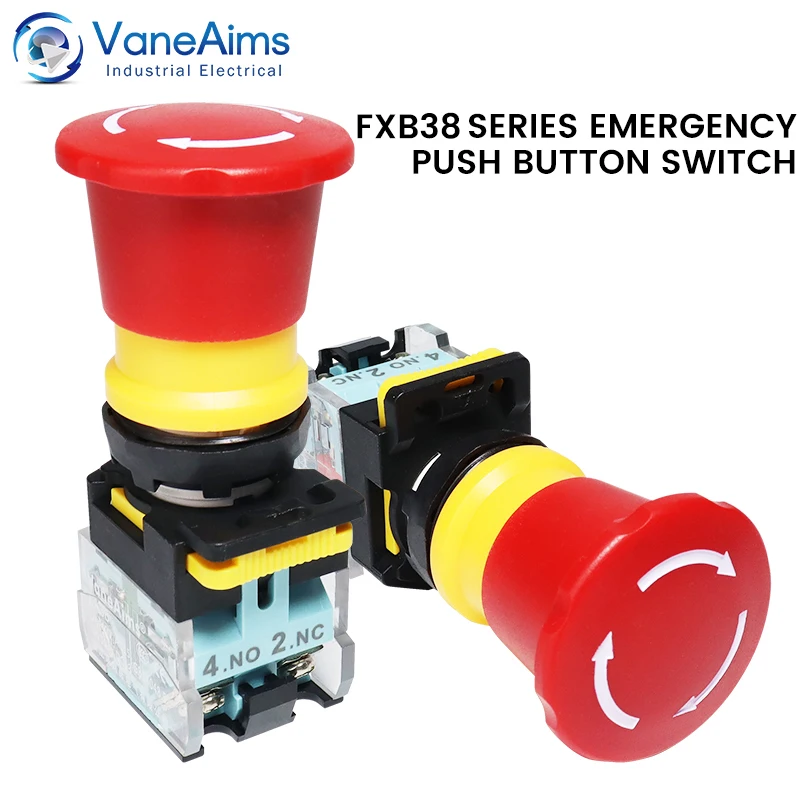 Emergency-Stop-Push-Button-Switch-with-Fixation-22mm-10A-FXB38-Mushroom ...