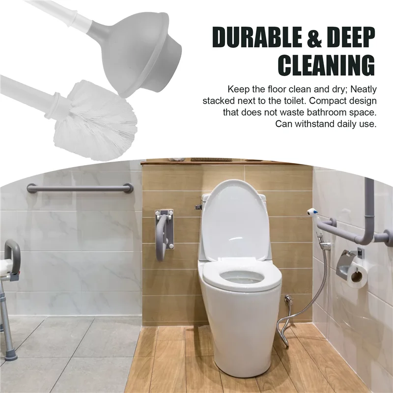 Toilet Plunger And Brush 2-In-1 Toilet Bowl Brush Plunger Set With ...