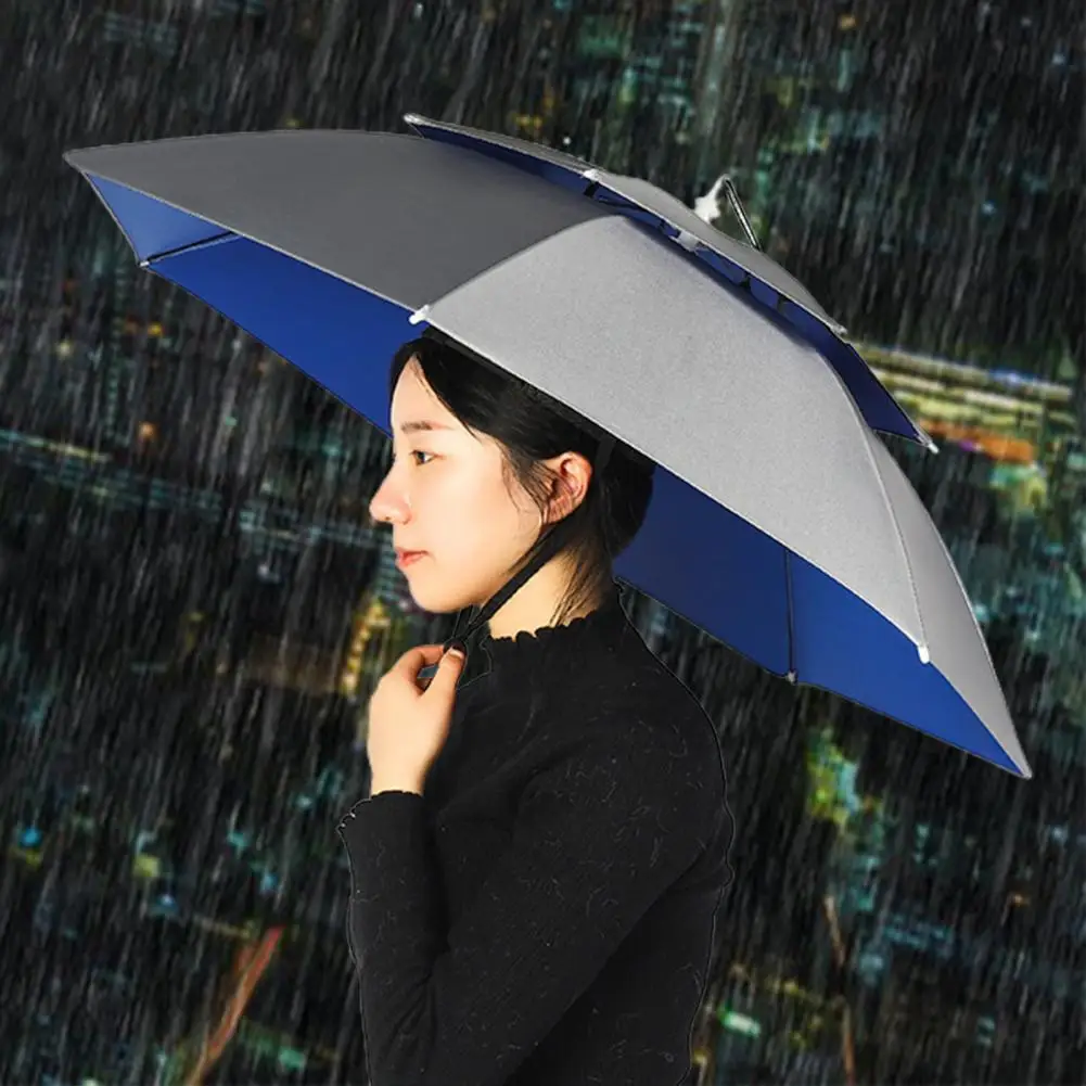 Durable Umbrella Hat Hands Free Portable Men Women Head Umbrella Hat ...