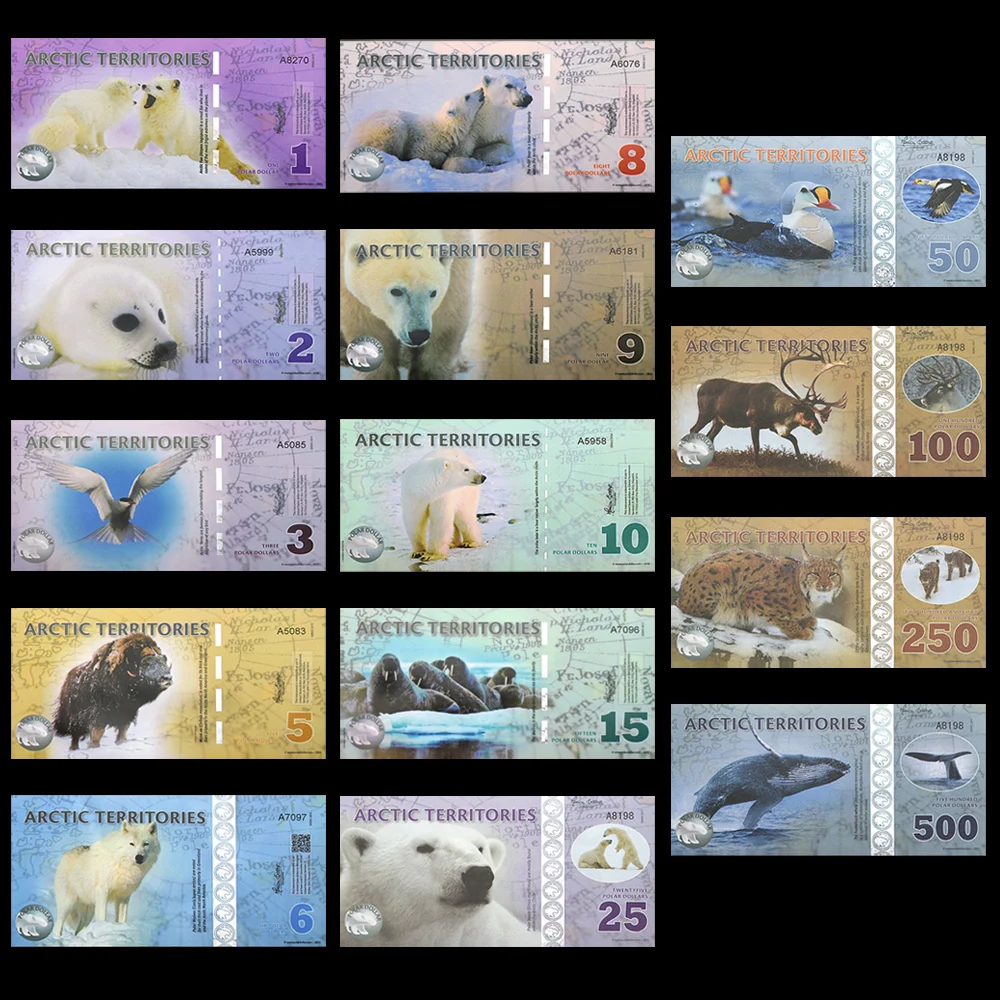Arctic Commemorative Banknote Complete Set of 14 Different Denominations 1 2 3 5 6 8 9 10 15 25 ...