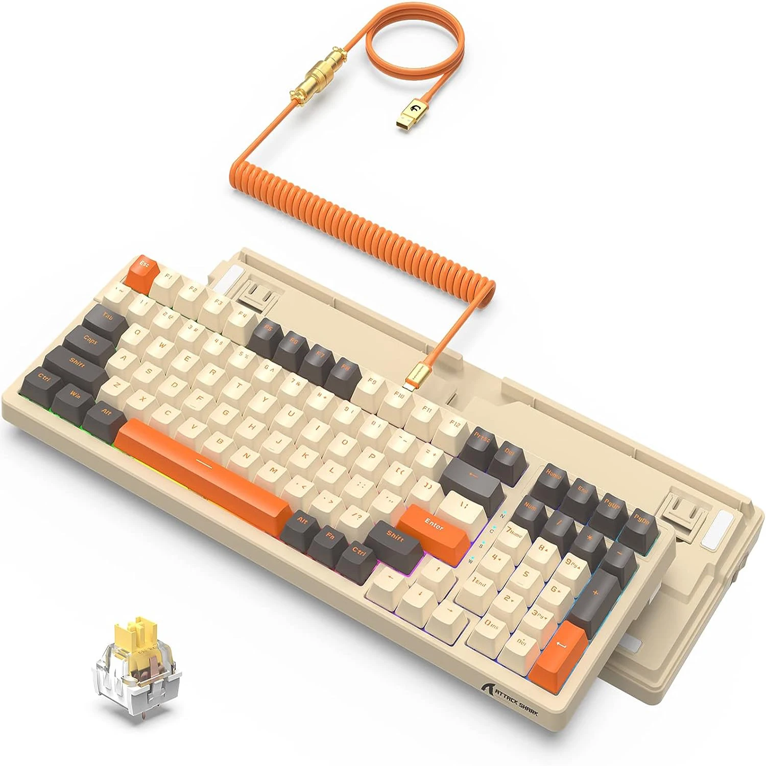 Wired-Gaming-Kayboard-and-Custom-Coiled-Hot-swappable-Mechanical-Keyboard-with-RGB-LED-Backlit ...