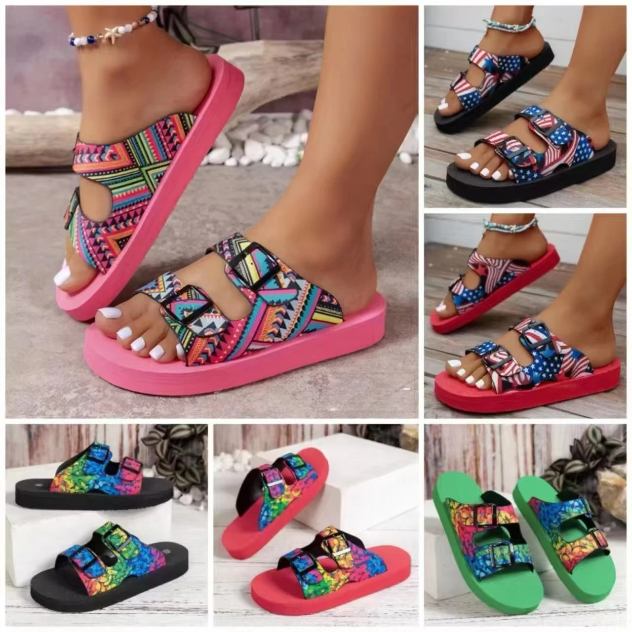 Women's Slides House Slippers Flat Sandals Memory Foam Slippers Anti ...