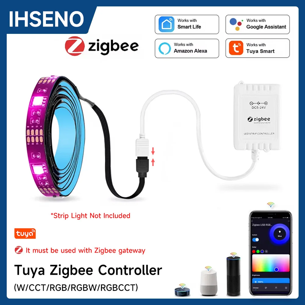 Tuya Zigbee Controller RGB RGBCW For Light Strip 5V-24V Smart Led ...