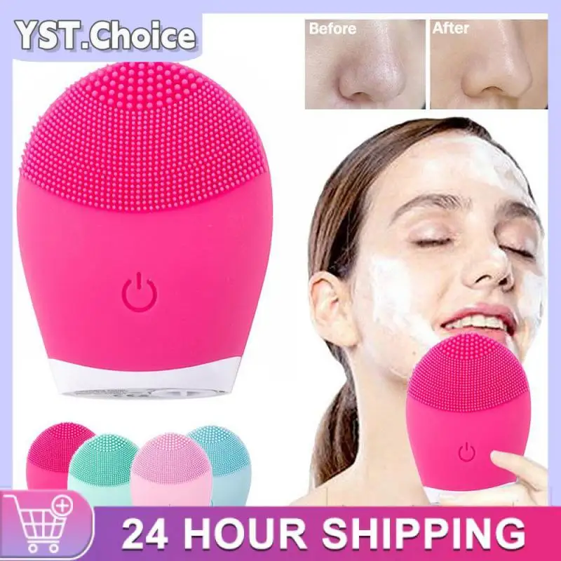 Electric-Silicone-Facial-Brush-Cleansing-Skin-Massager-Face-Brush ...