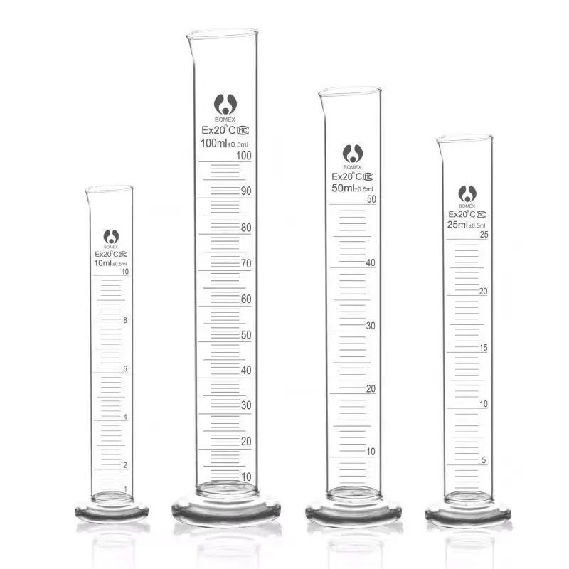 2PCS Glass measuring cylinder 5 10 25 50 100 200 250 500 ml transparent ...