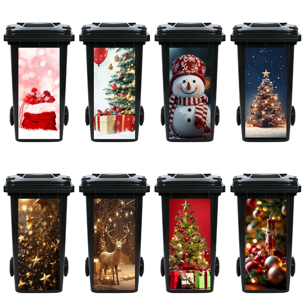 2025 Christmas Gift Box Printed Trash Can Decals New Year Festival ...