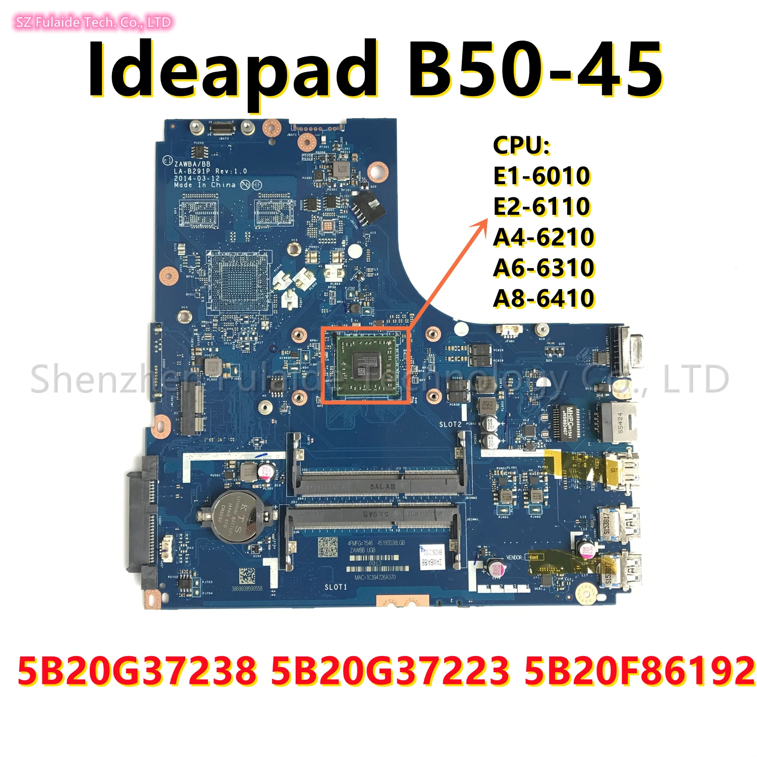 For Lenovo Ideapad B50 45 Laptop Motherboard Core E1 E2 A6 A8 A4 CPU ...