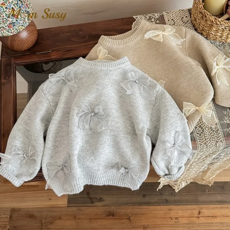 Baby Girl Princess Cotton Knitted Sweater Bow Winter Autumn Spring ...