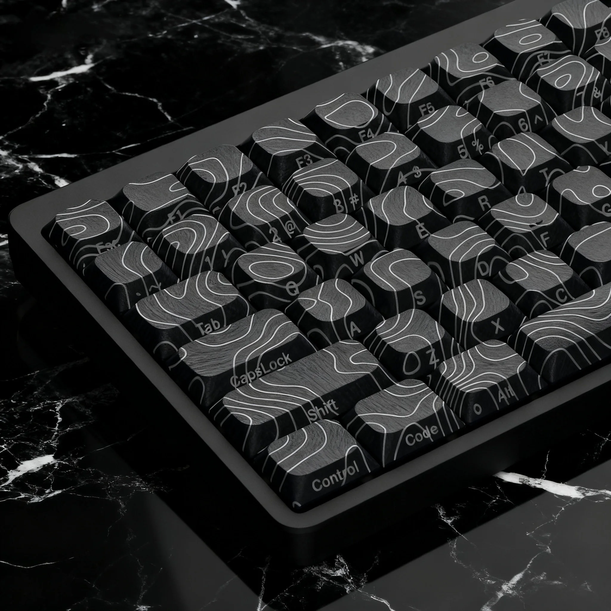 120-Key Low Profile Keycap Black Contour Dye-Sublimation PBT Keycaps ...