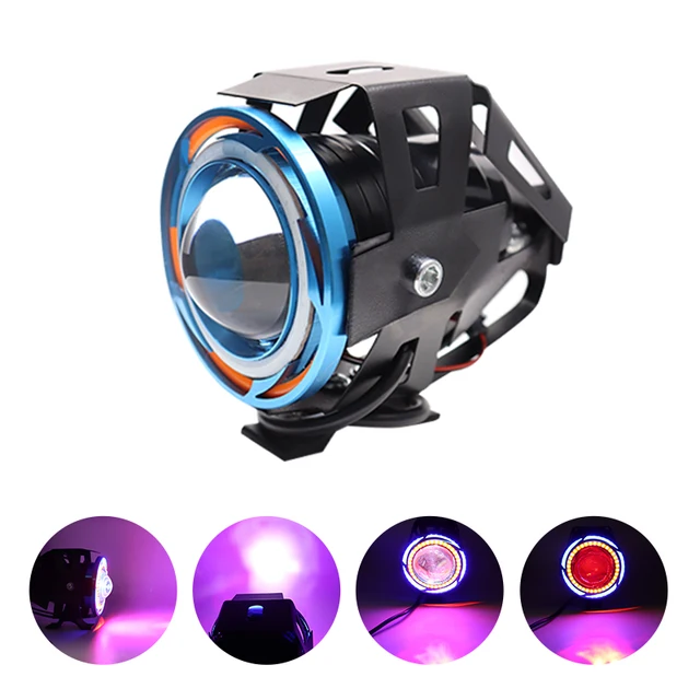 RTS LED Motorcycle Headlight with Angle Eyes Additional Spotlights Fog ...