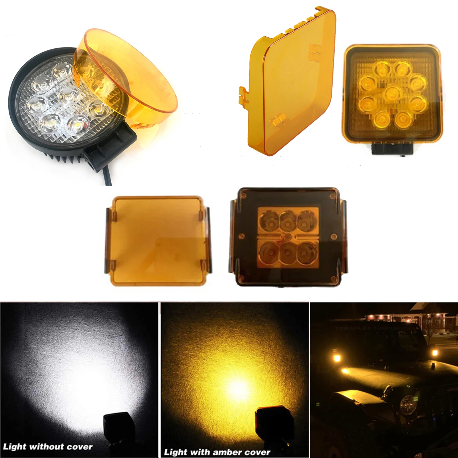 3-inch-4-inch-Led-Work-Light-Cover-Round-Square-Amber-Lens-Cover-for ...