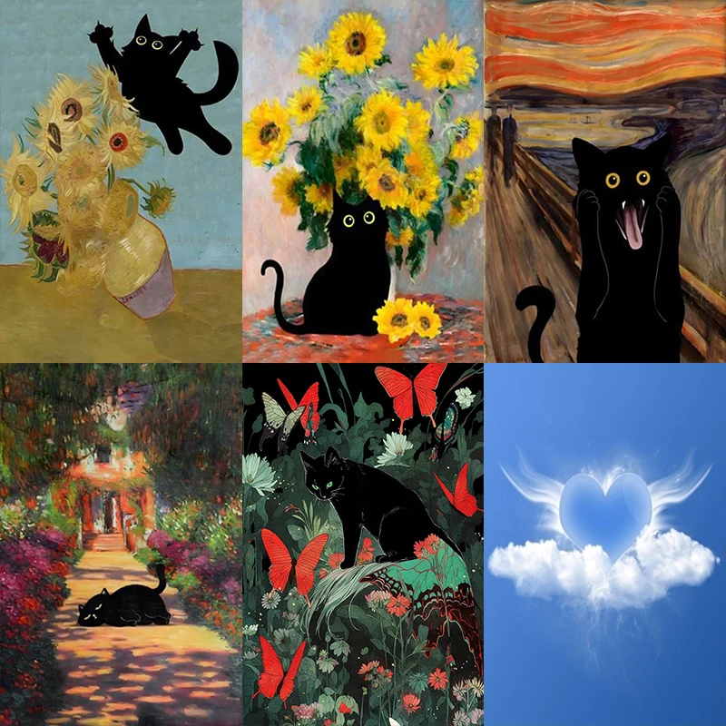 Funny-Sunflower-KittyDIY-40x50cm-Digital-Oil-Painting-Frameless-Digital ...