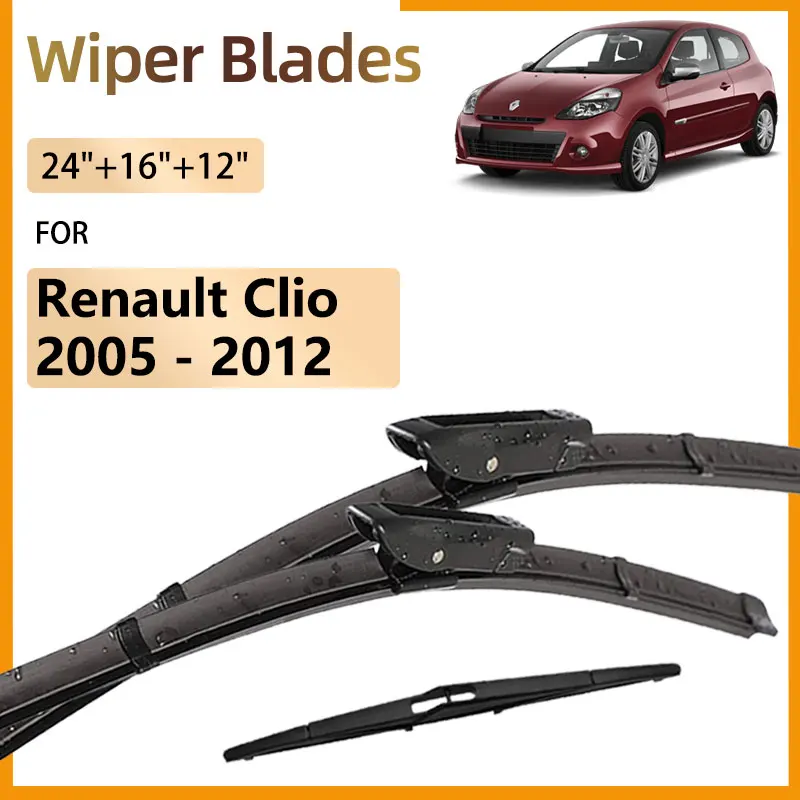 Front Rear Wiper Blades For Renault Clio 3 Parts III Hatchback 2005 ...