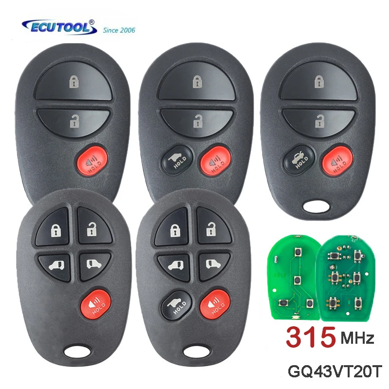 ECUTOOL 315MHz GQ43VT20T P/N: 89742-06030 Remote Car Key Fob For Toyota ...