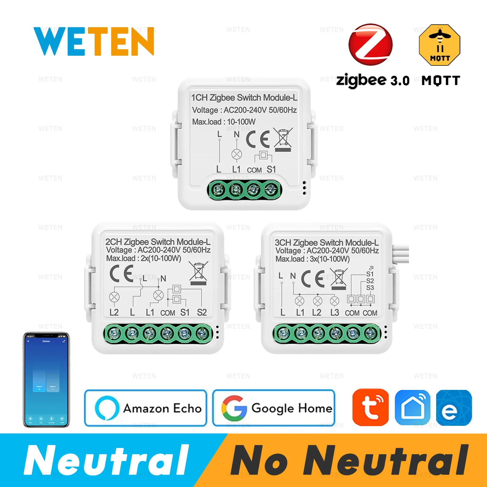 No Neutral Zigbee Smart Light Switch Module, For Tuya Ewelink Gateway ...