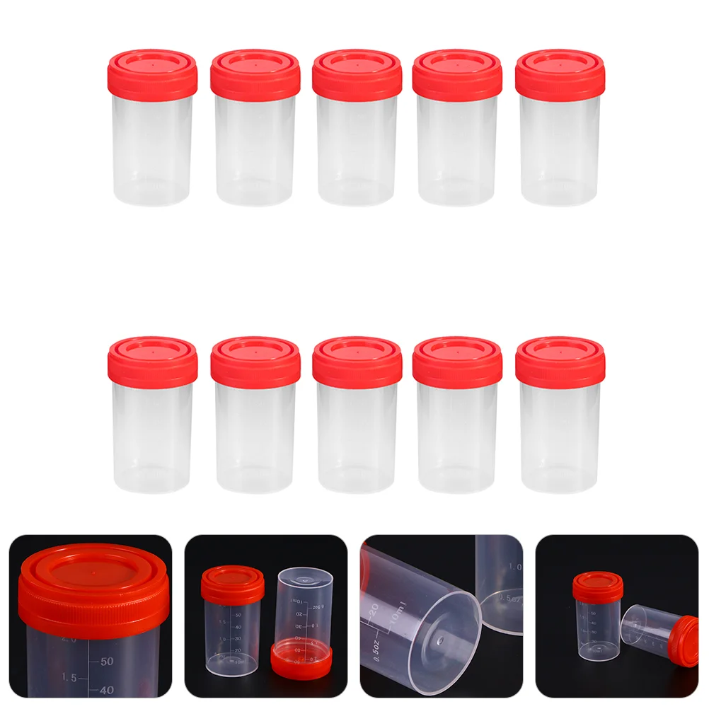 10-Pcs-Sampling-Cup-Disposable-Containers-Lids-Medical-Urine-Liquid ...