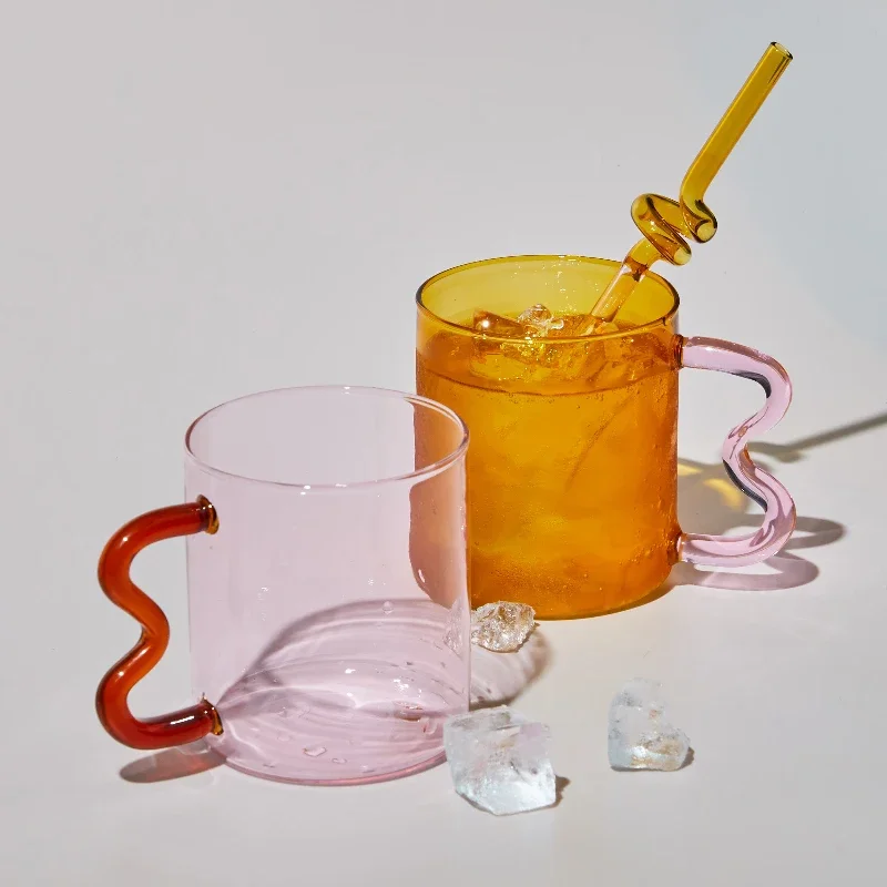Colored Glass Cups Original Design Colorful Waved Ear Glass Mug ...