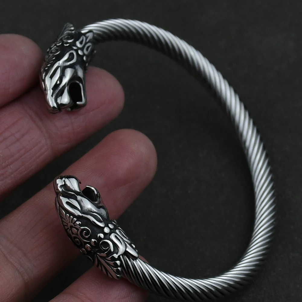 Norse-viking-odin-wolf-Scandinavian-stainlesss-steel-viking-wolf-bangle ...