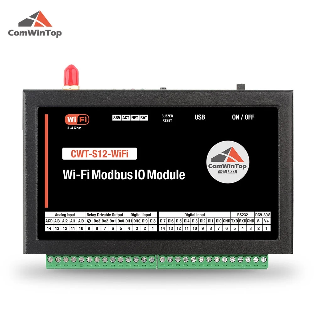 CWT S12 wifi 와이파이 Modbus Tcp IO 모듈, 원격 데이터 수집 Modbus RTu, 12Di + 4Do ...