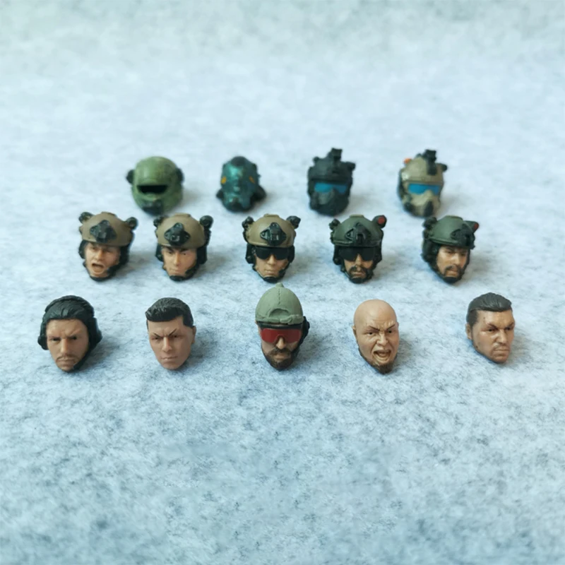 1:18 Scale Soldier Head Helmet Head Carved Accessory Model 3.75 Inches ...