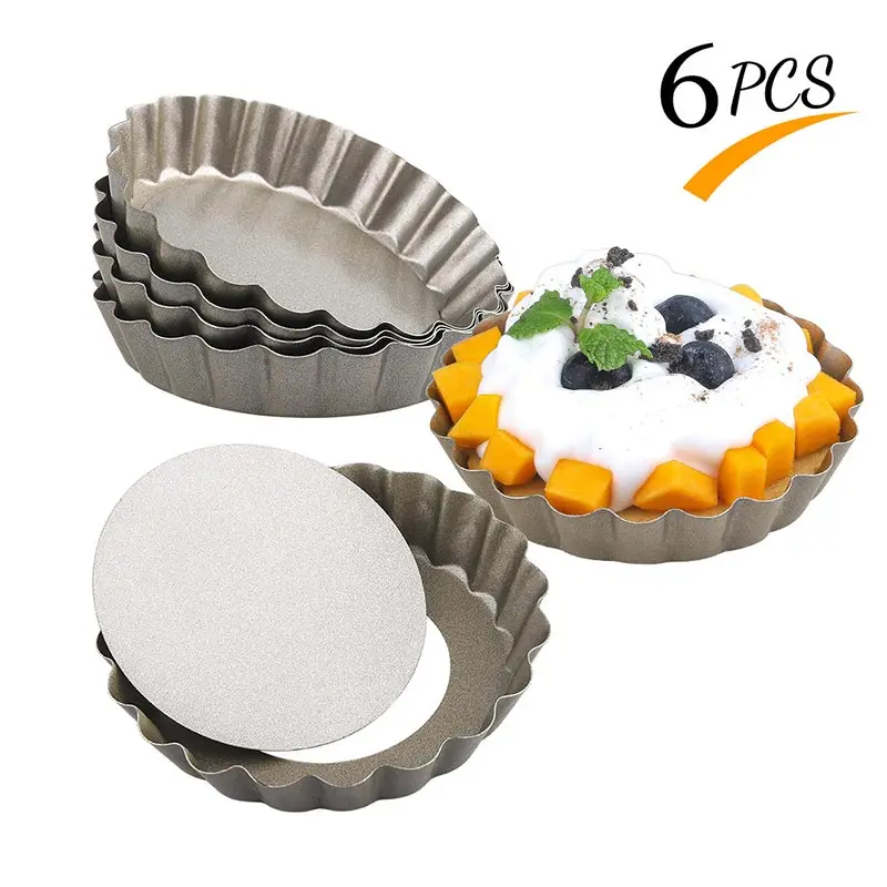 Mini-Gold-Pizza-Pans-Mould-4-Non-Stick-Tart-Flan-Pan-Dessert-Molds ...