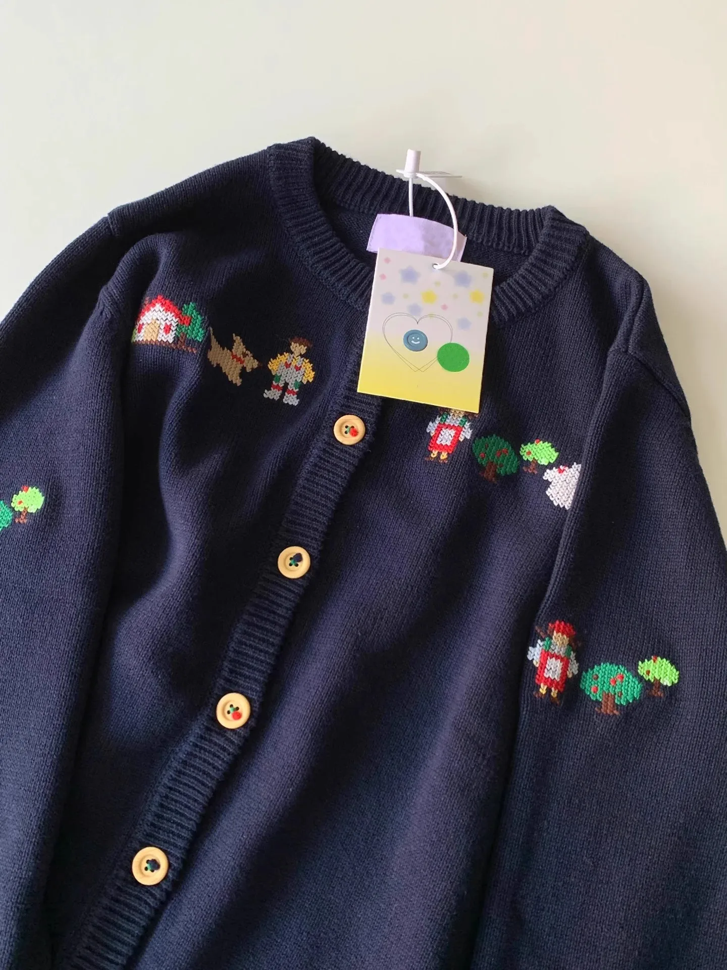 Japanese-Retro-Funny-Cartoon-Embroidered-Soft-Glutinous-Small-Cardigan ...