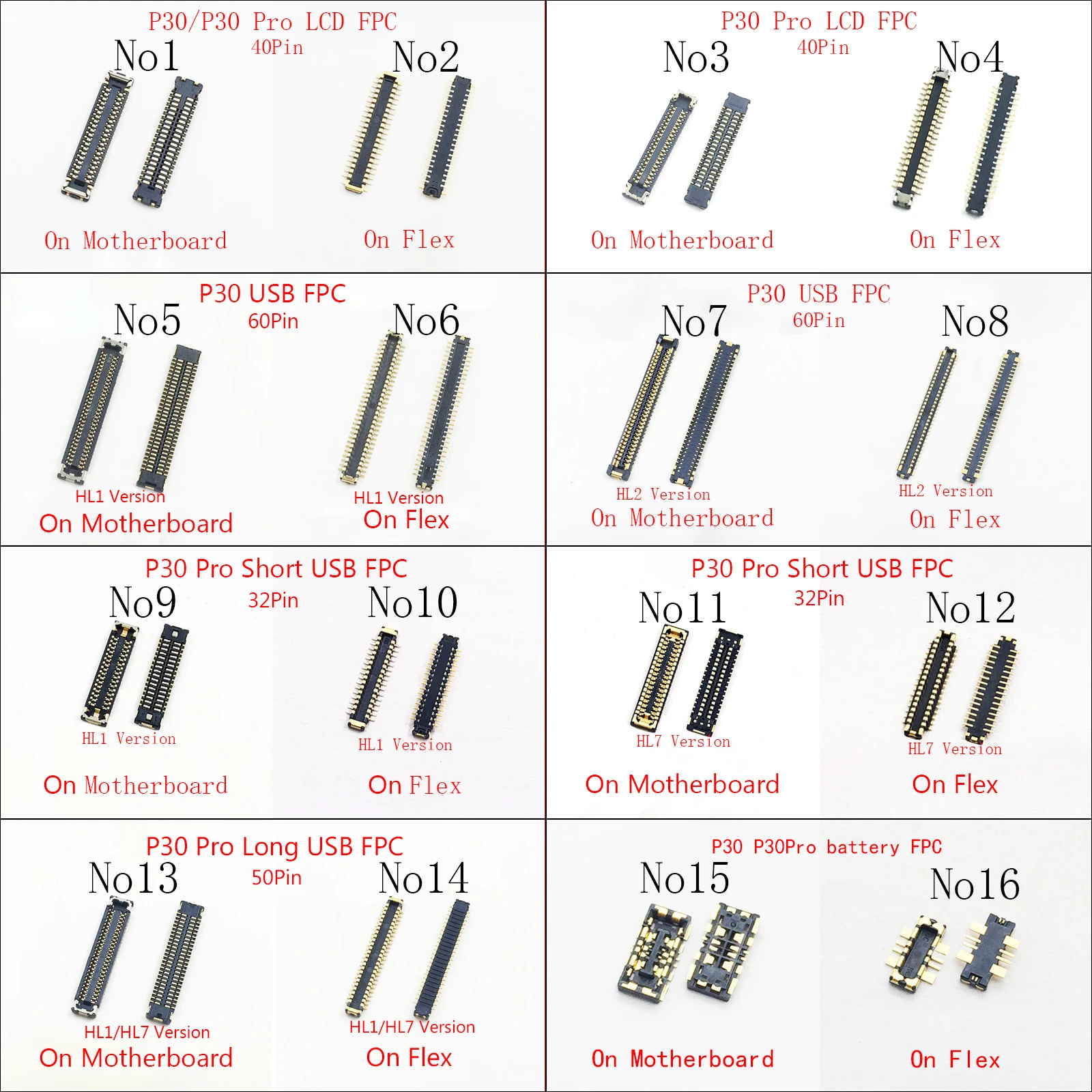 10pcs 60 50 40 32 Pin LCD Display Screen Flex FPC Connector On ...