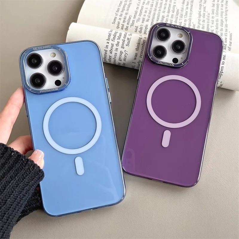 Hd magnético transparente para magsafe caso para iphone 14 13 12 11 pro max plus sem fio de ...