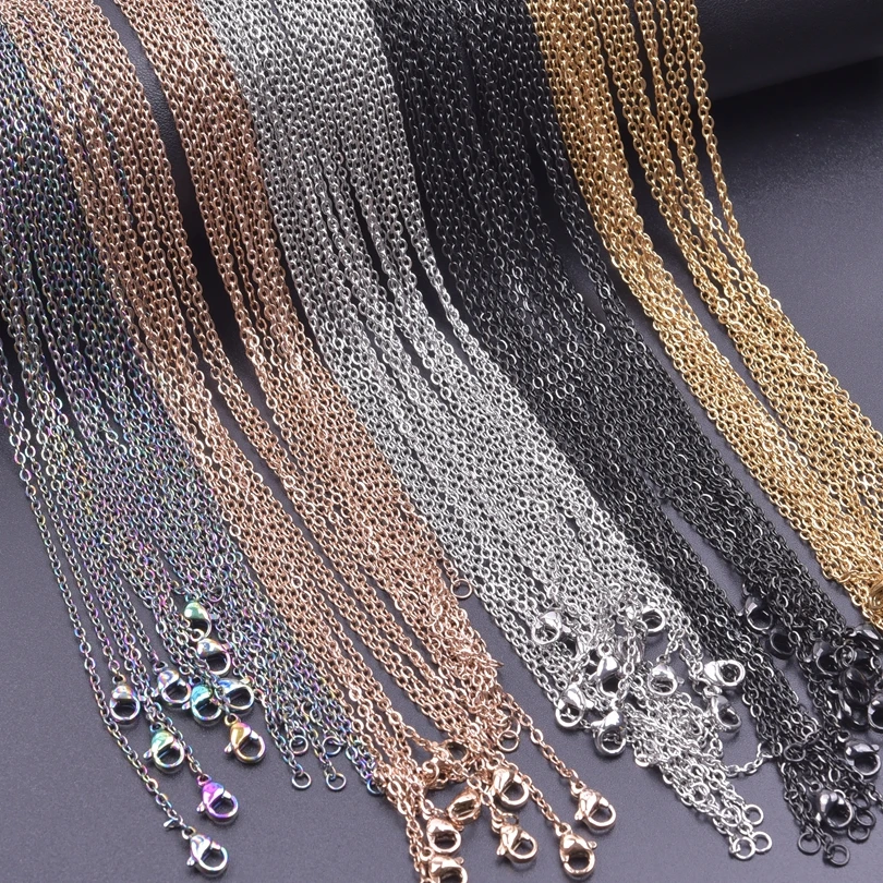 3pcs 2mm Adjustable Stainless Steel Chains Necklace for Woman Men ...