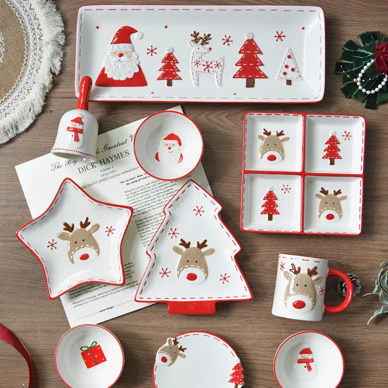 Christmas-Day-Style-Ceramic-Dinner-Plate-Snowman-Bells-Separator-Plate ...