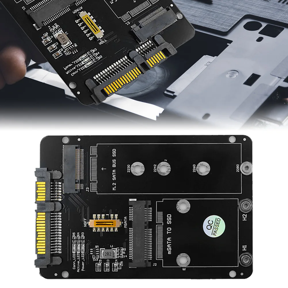 2 IN 1 Combine M.2 NGFF Key B & MSATA SSD To SATA3 Adapter Parallel ...