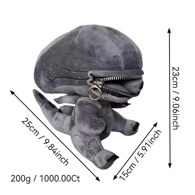 New Alien Xenomorph Zipper Mouth Plush Doll Anime Monster Plushie Alien ...
