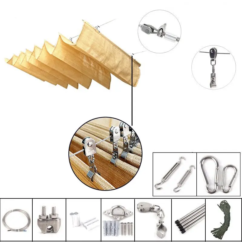 SS304 Accessories Telescopic Wave Sun Shade Net Installation Kits ...