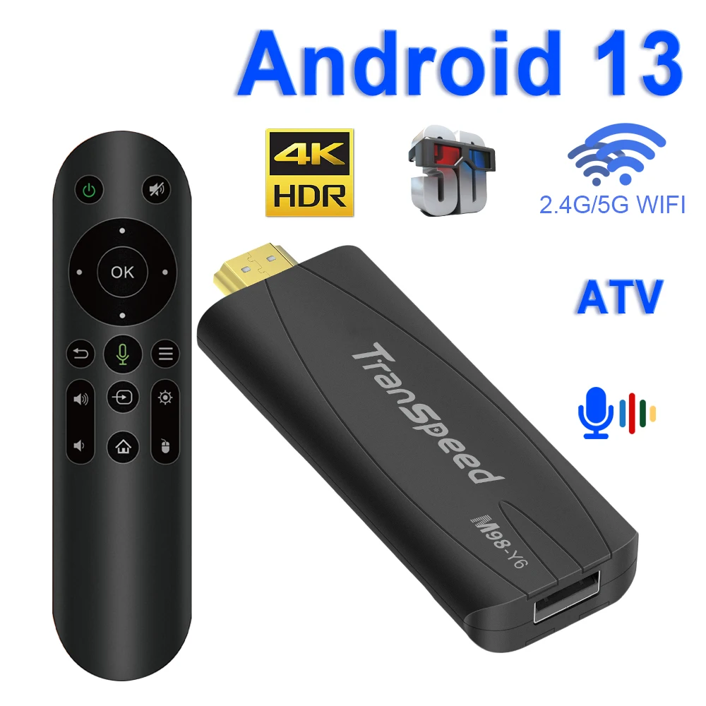 Transpeed 4K TV Stick Android 13 With Voice ATV 2.4G 5G Dual Wifi Media ...