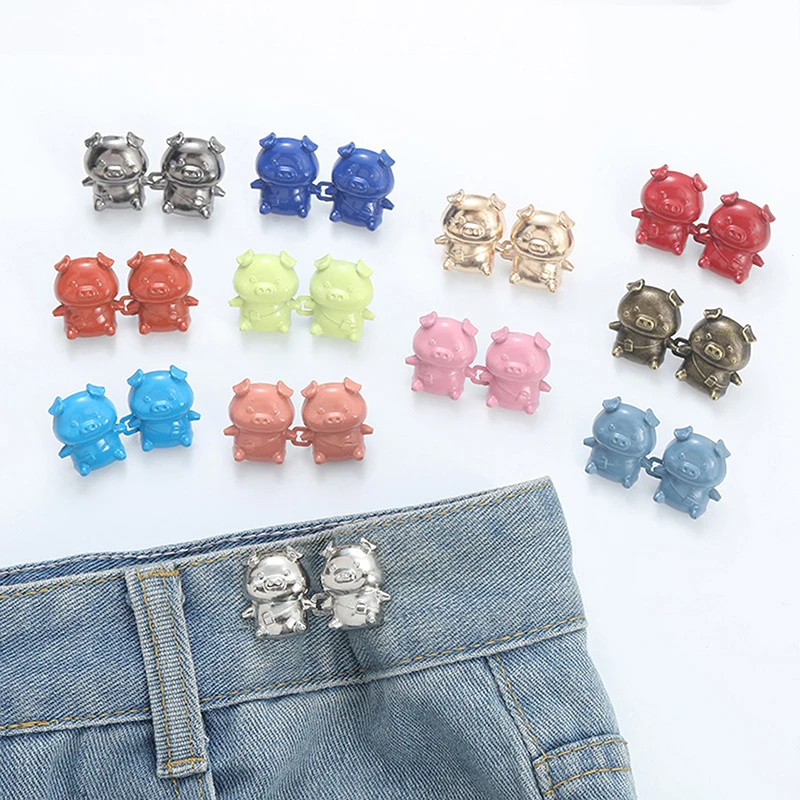 Colorful-Piggy-Button-Adjuster-For-Pants-And-Skirts-Waist-Tightener ...