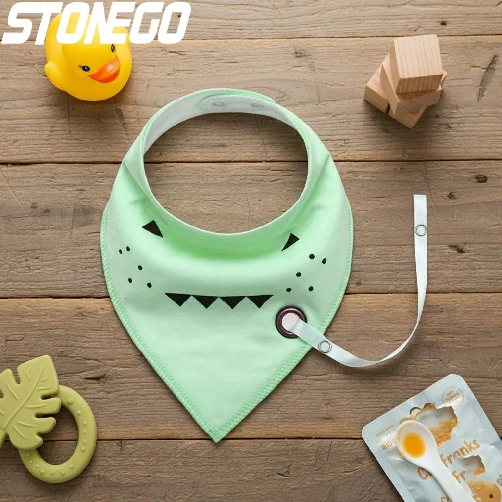 Waterproof Anti-Dirty Baby Bib with Pacifier Chain Pocket Triangle ...