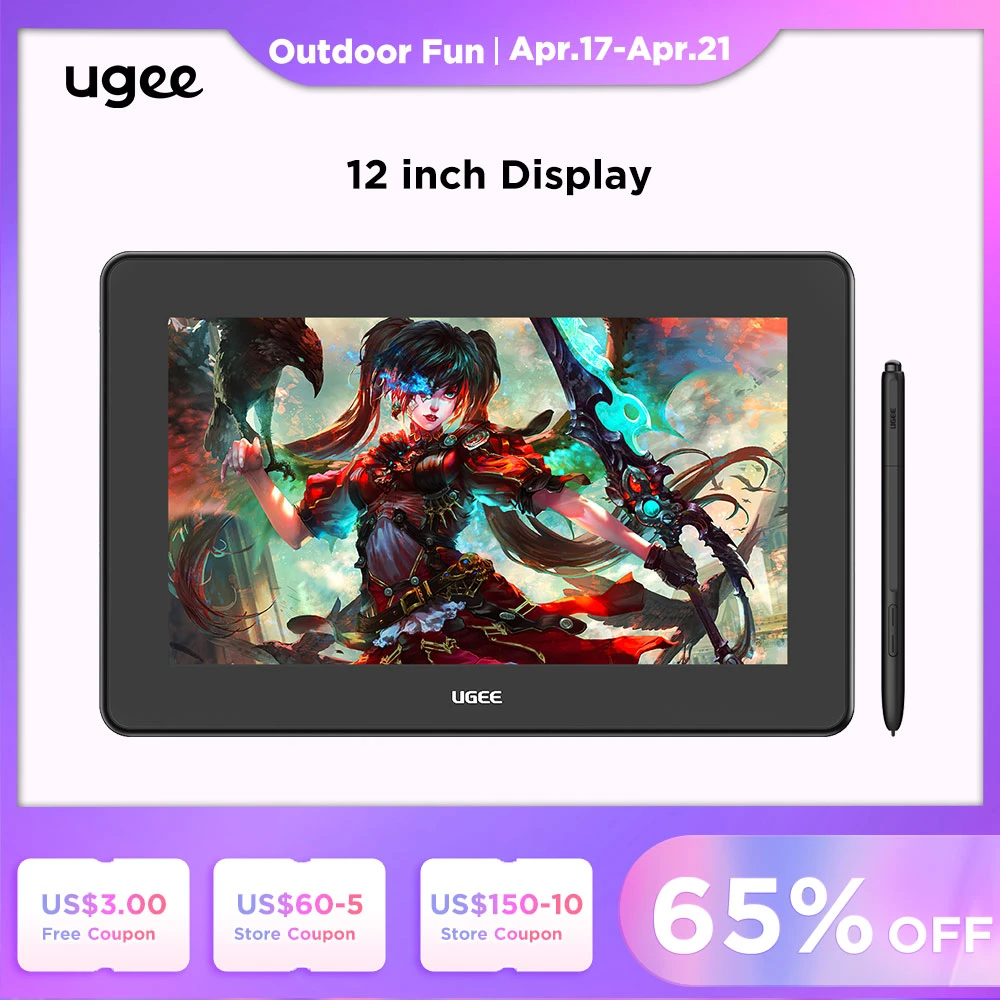 UGEE Digital Pen Tablet Monitor with 11.9"/15.4" HD Screen 127%sRGB ...