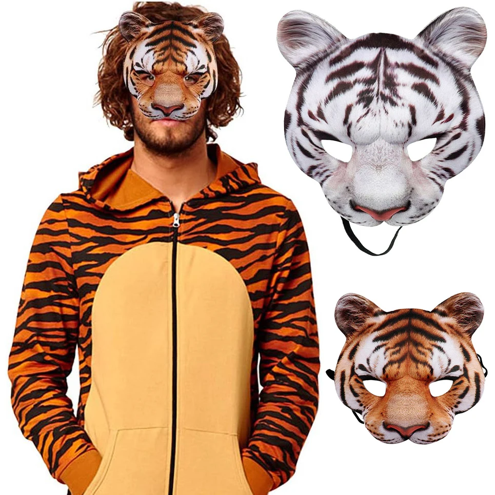 Tiger-Mask-Realistic-Animal-Half-Face-Mask-for-Halloween-Masquerade ...