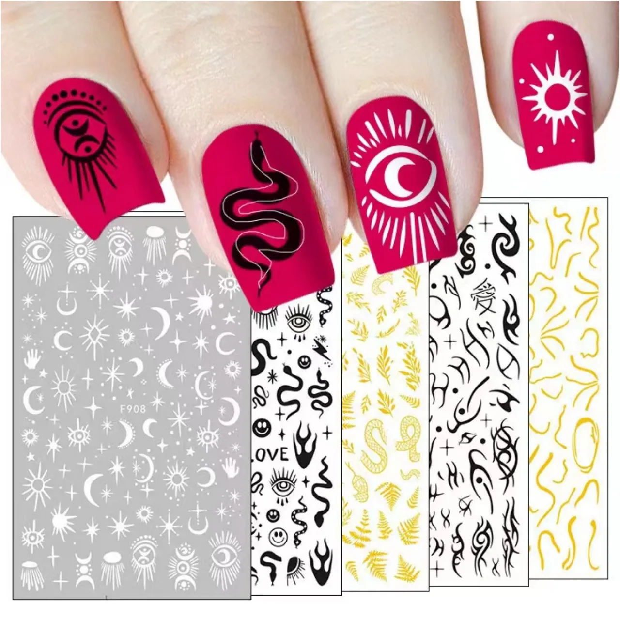 Nail Stickers With 3d Patterns And Hot Pressed Nails Bazics | South ...