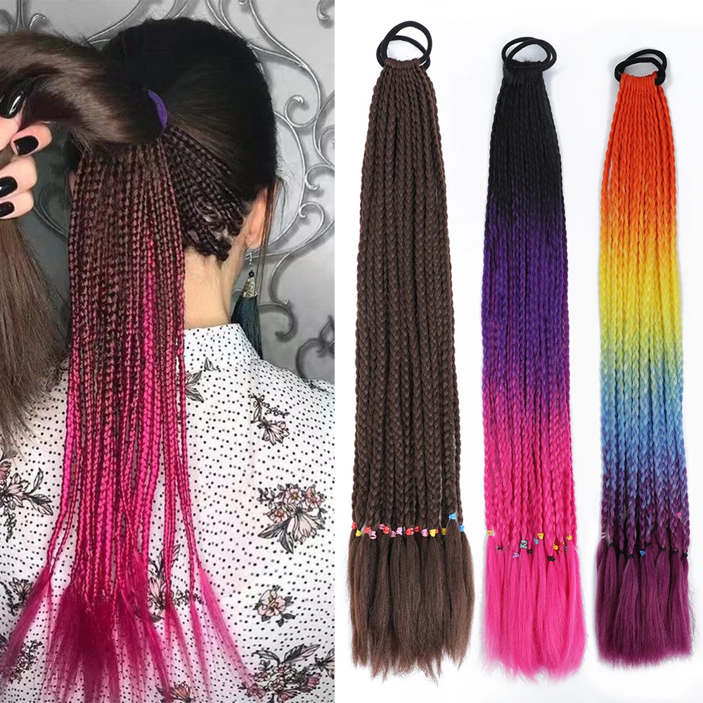 Hair-Color-Gradient-Dirty-Braided-PonytailWith-Elastic-Rubber-Band-Hair ...