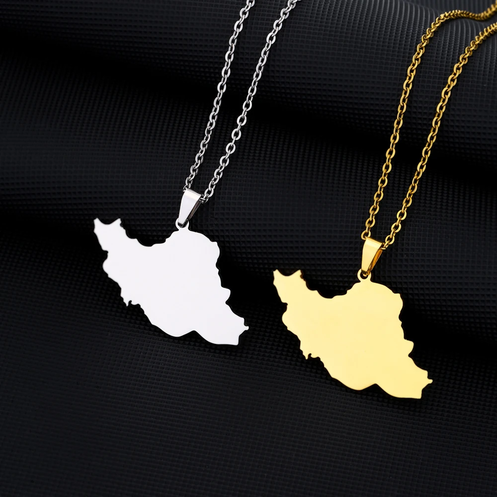 New-Iran-Map-Flag-Pendant-Necklace-For-Women-Men-Gold-Silver-Color ...