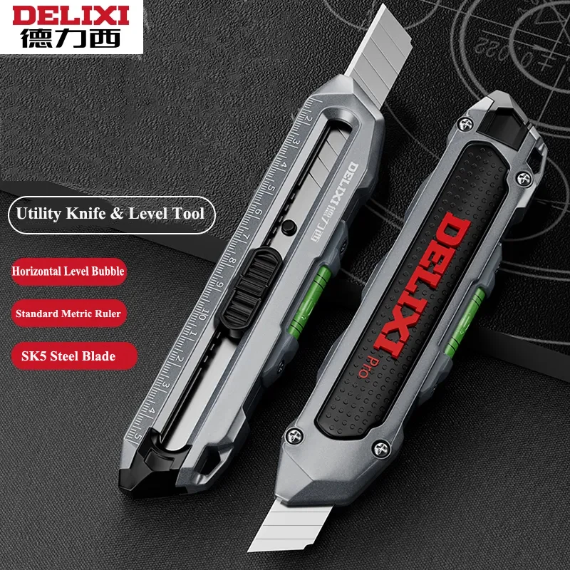 Multipurpose-Aluminum-Metal-Utility-Knife-Level-Tool-Metric-Rulers-18mm ...