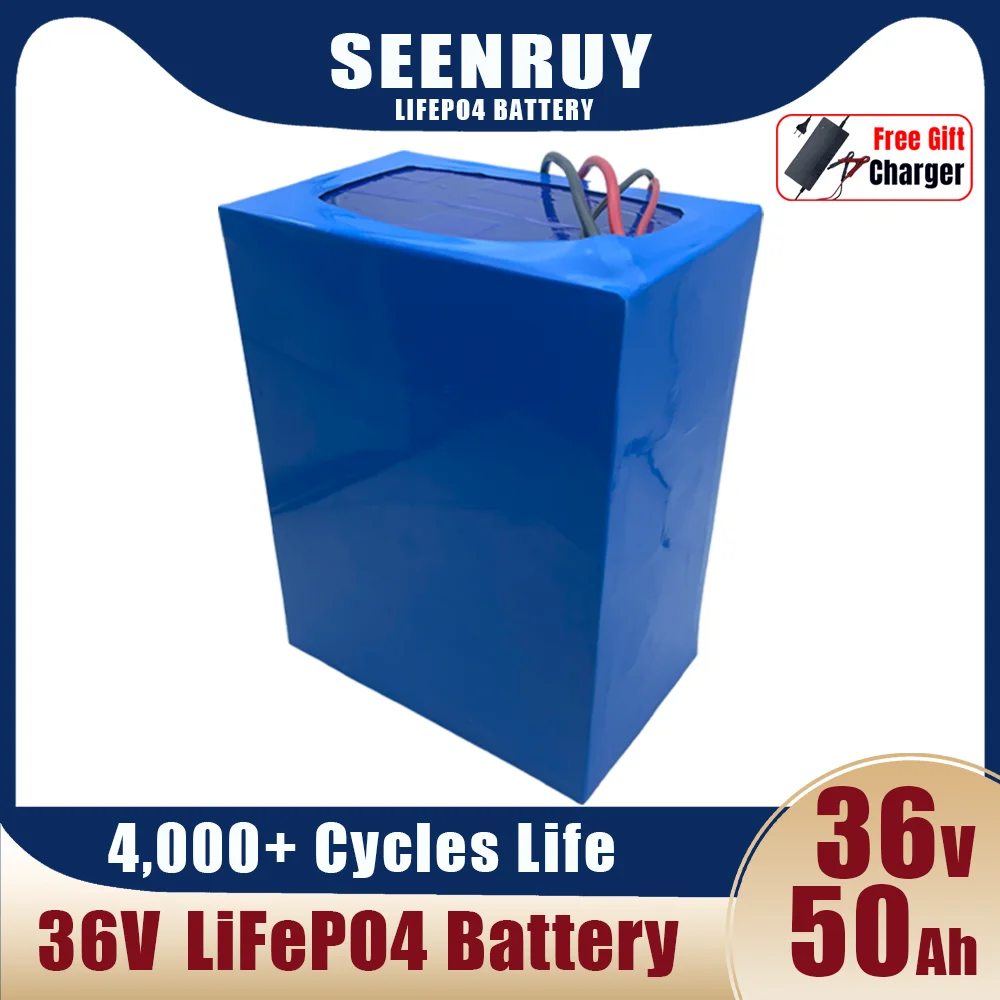 Seenruy 36V 50Ah LiFePO4 Lithium Battery with BMS for Scooter Electric ...