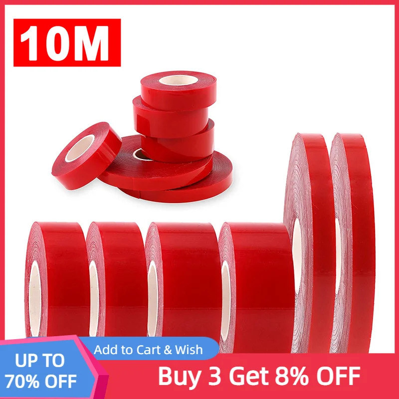 10M Dubbelzijdige Tape Transparant Acryl Waterdichte Sterke Montage Tape Strip Geen Spoor 5Mm ...