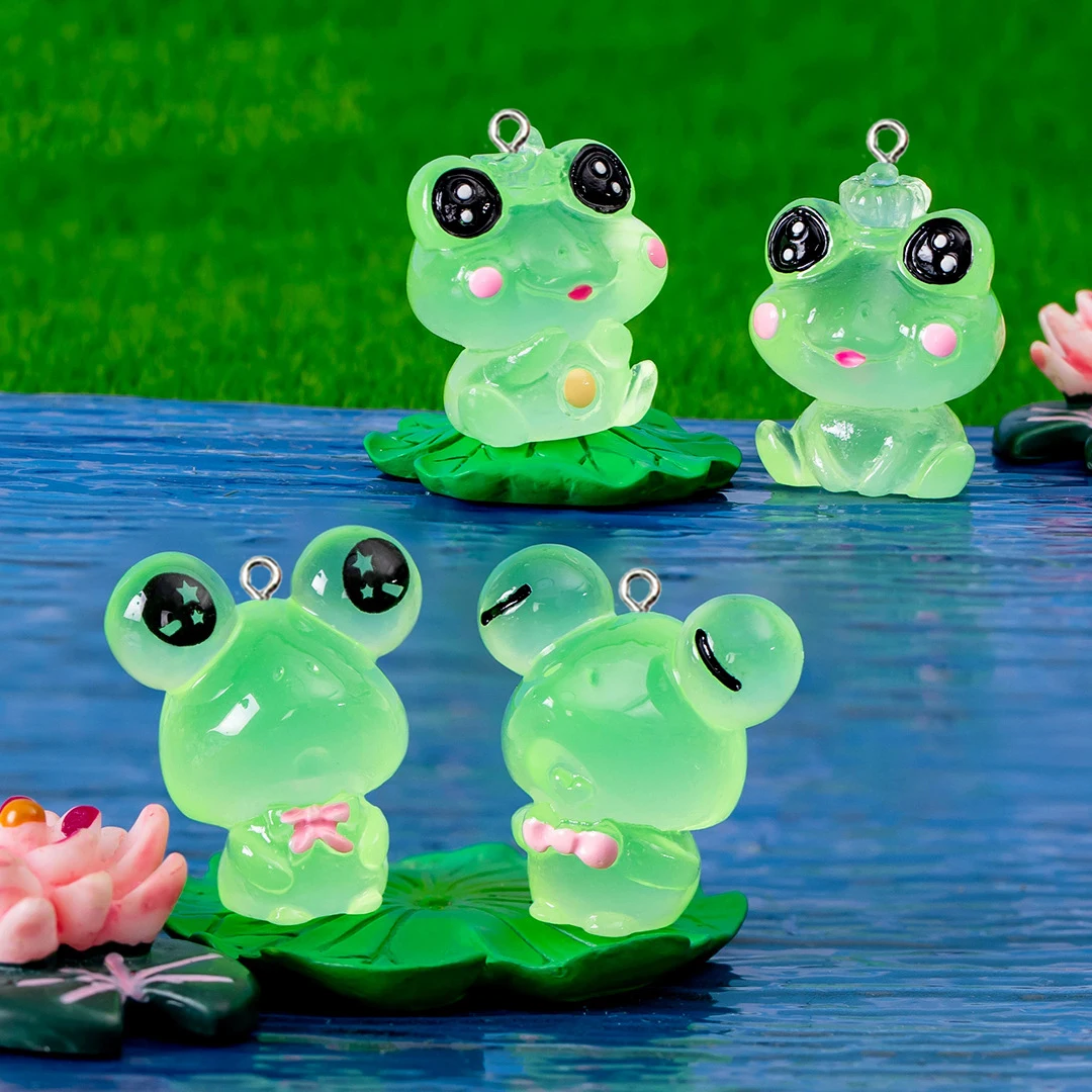 10Pcs-Cute-Luminous-3D-Green-Frog-Charms-for-Jewelry-Making-Resin-Glow ...