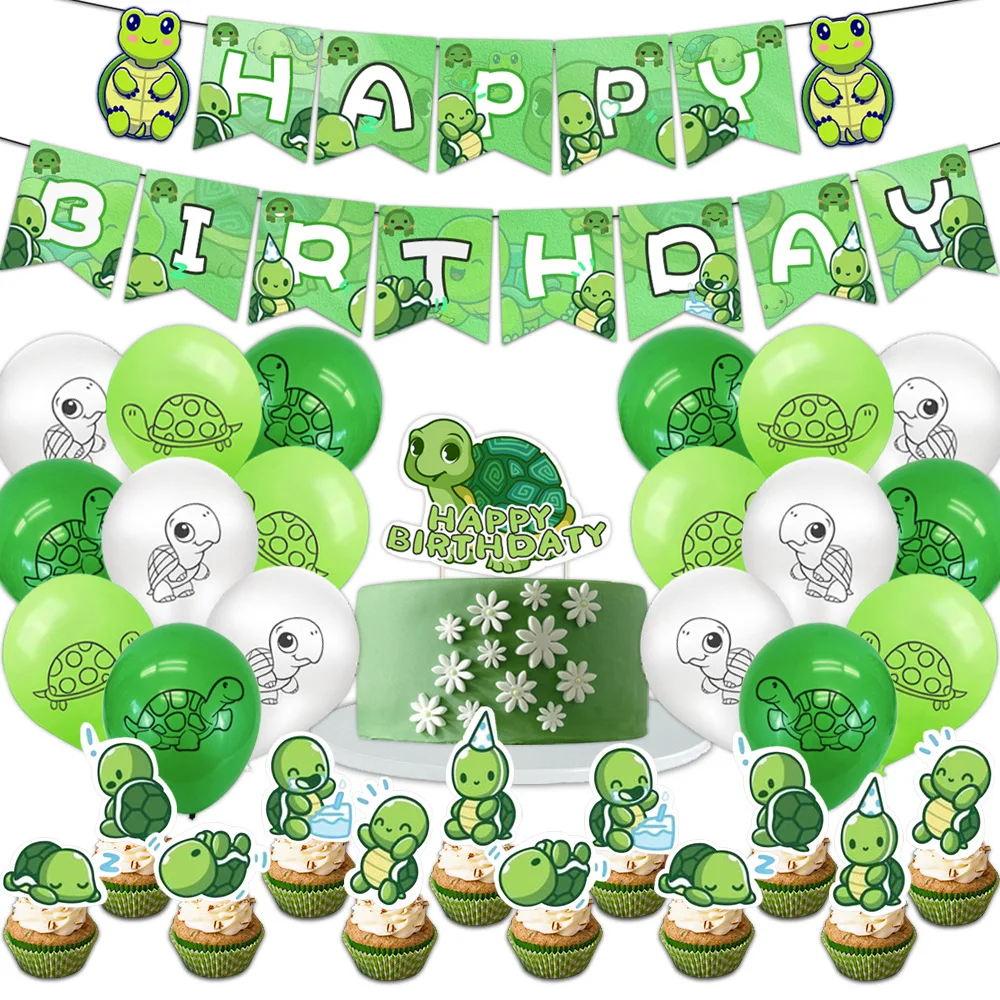 Cartoon-Turtle-Birthday-Decoration-Lovely-Turtle-Balloons-Banners-Cake ...