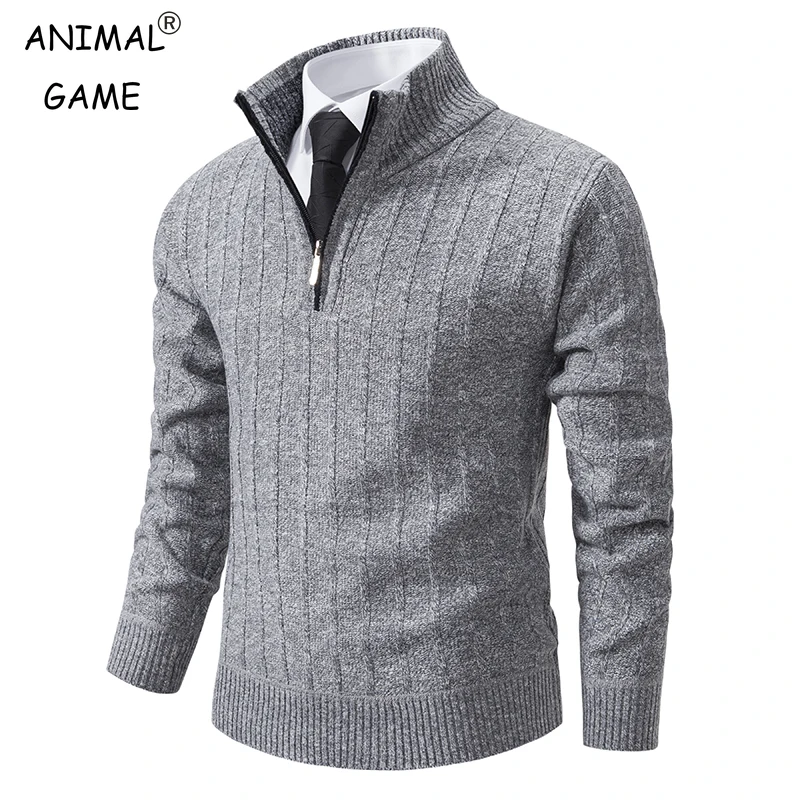 New-Autumn-and-Winter-Men-s-Half-High-Neck-Sweater-Hick-Zipper-Pullover ...