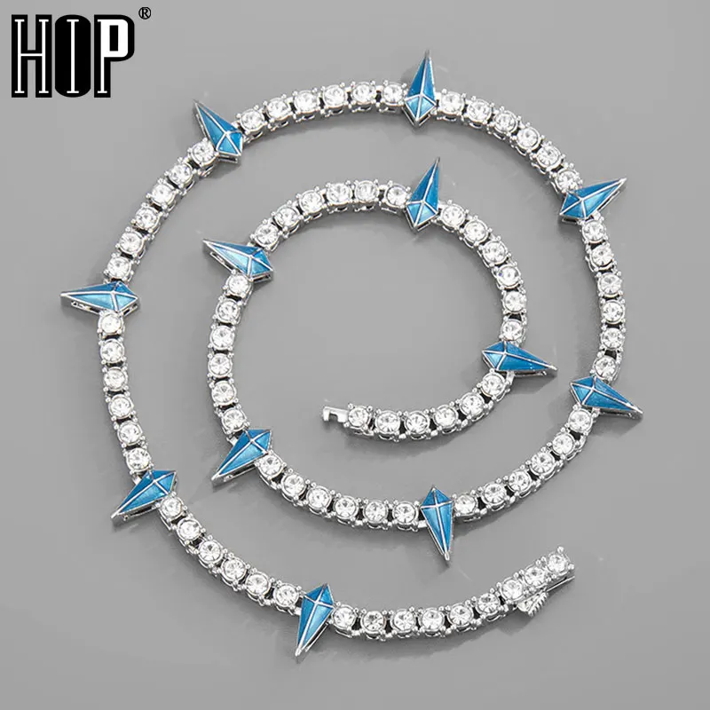 4MM-T-nis-Cadeia-Dropwater-Forma-Iced-Out-Colorido-Strass-Bling-Rapper ...