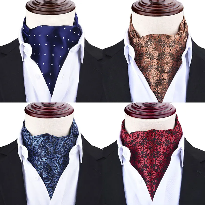 1 Piece Men's Ascot Necktie Gentleman Scarf British Retro Fashion Neck ...